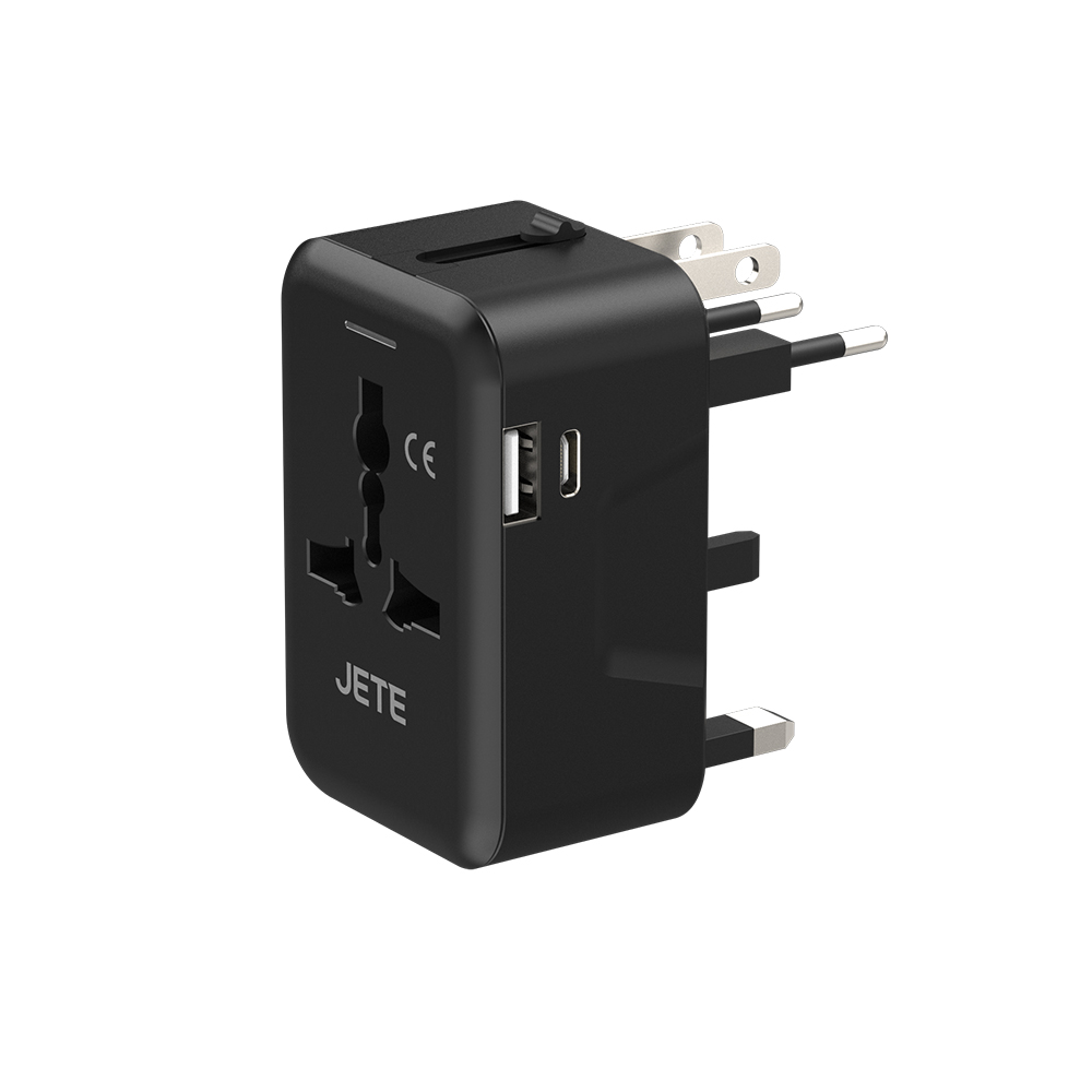 Universal Travel Adapter Dual Output USB JETE CN1 | Doran.id