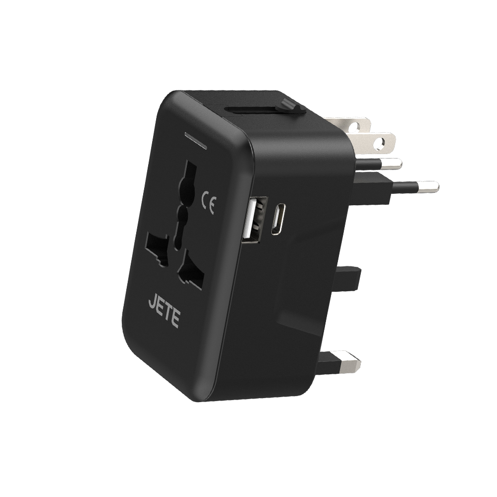 Universal Travel Adapter Dual Output USB JETE CN1 | Doran.id
